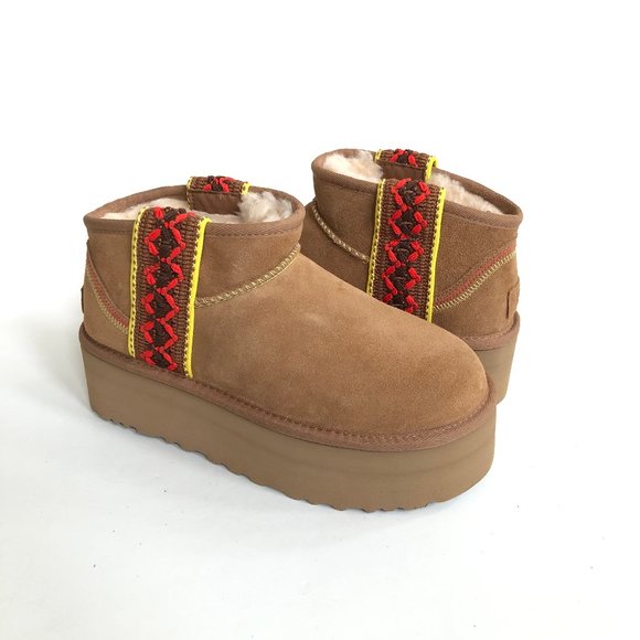 UGG | Shoes | Ugg Classic Ultra Mini Braid Platform Chestnut Shearling ...
